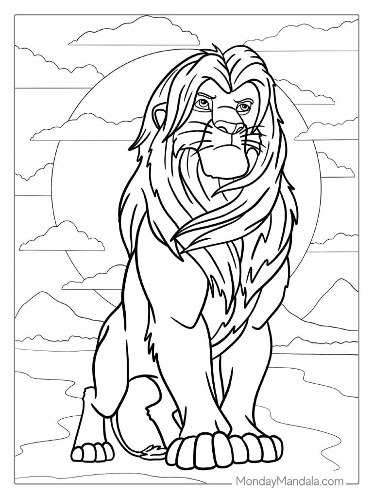 Detailed Adult Simba To Color | PDF