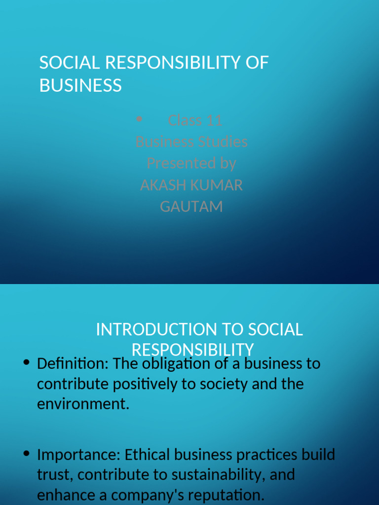 Social Responsibility of Business Class 11 | PDF