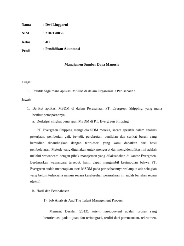 Tugas MSDM Aplikasi MSDM Dalam Organisasi | PDF
