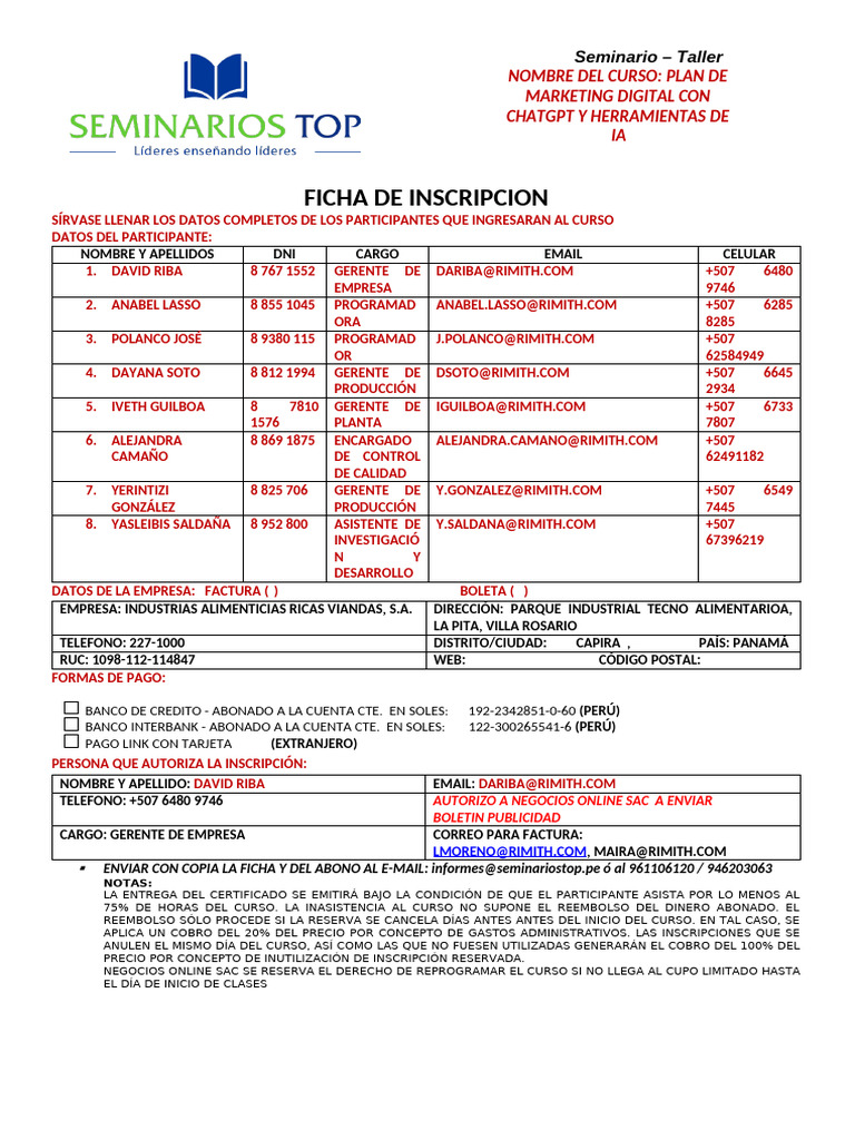 Ficha - de - Inscr. Mark | PDF | Negocios económicos | Economias