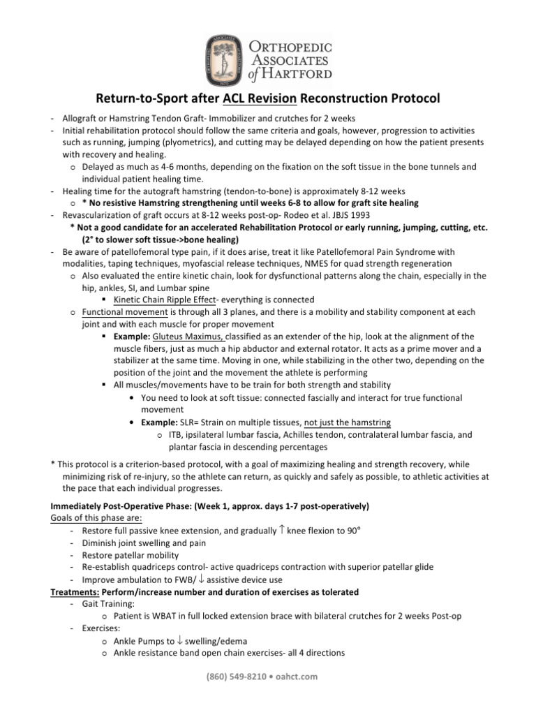 OAH-Revised-OAH-RTS-ACL-Revision-Protocol (1) | PDF | Knee | Anatomical ...