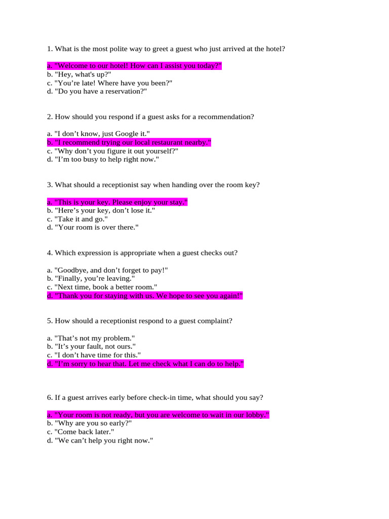 Polite Guest Interaction Guidelines | PDF