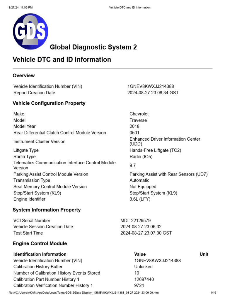 Vehicle DTC and ID Information | PDF | Identifier | Airbag