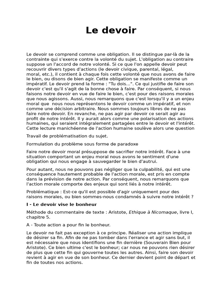 Comprendre le devoir moral selon Kant | PDF | Vertu | Moralité