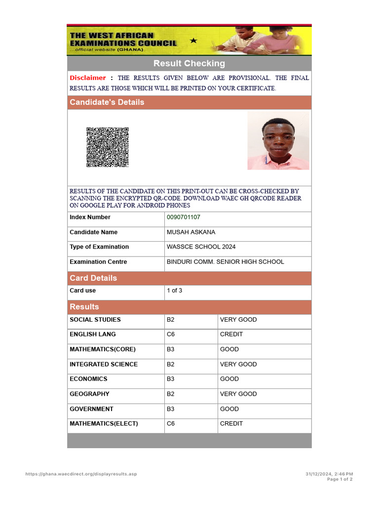 WAECDIRECT ONLINE INFORMATION SERVICE - RESULTS | PDF