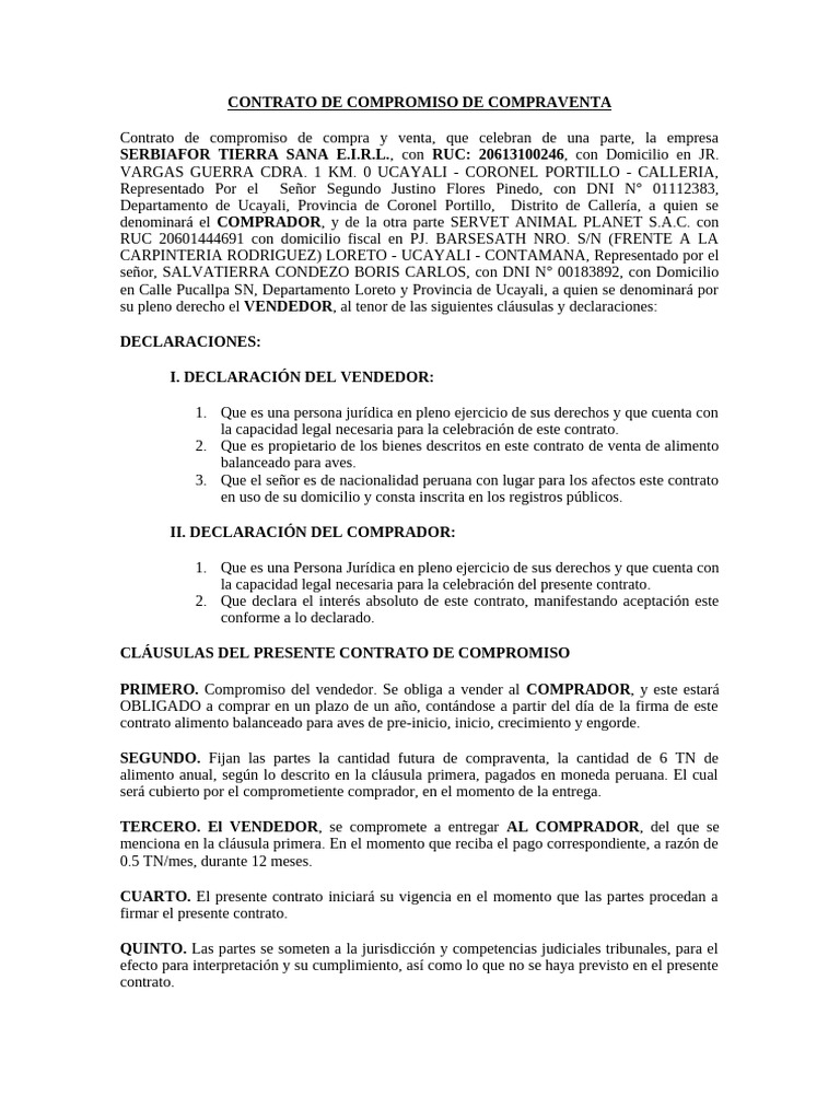 Contrato de Compromiso de Compraventa - Salvatierra | PDF | Consentimiento | Ley común
