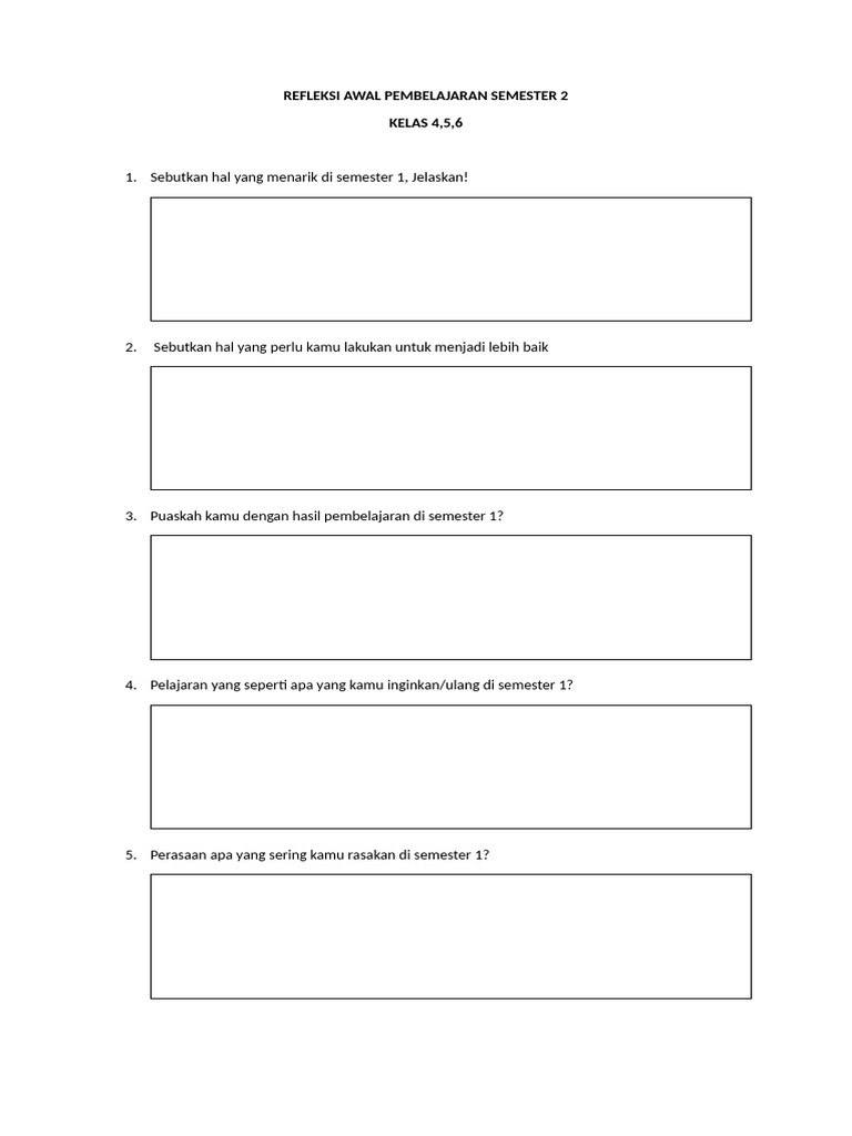 Refleksi Pembelajaran Semester 1 | PDF