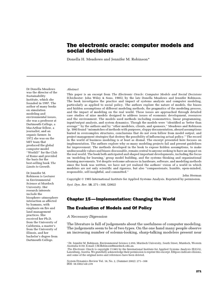 System Dynamics Review - 2002 - Meadows - The Electronic Oracle ...