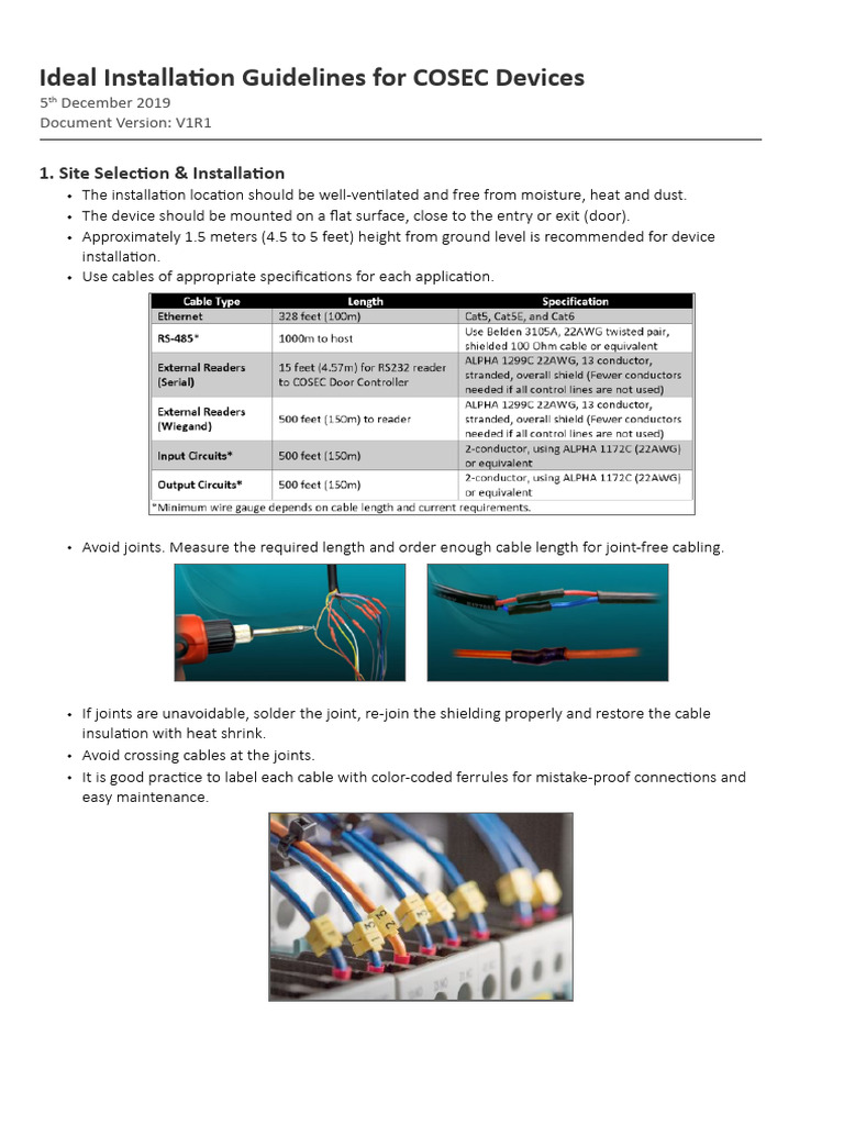 Ideal Installation Guidelines For COSEC Devices | PDF | Alternating ...