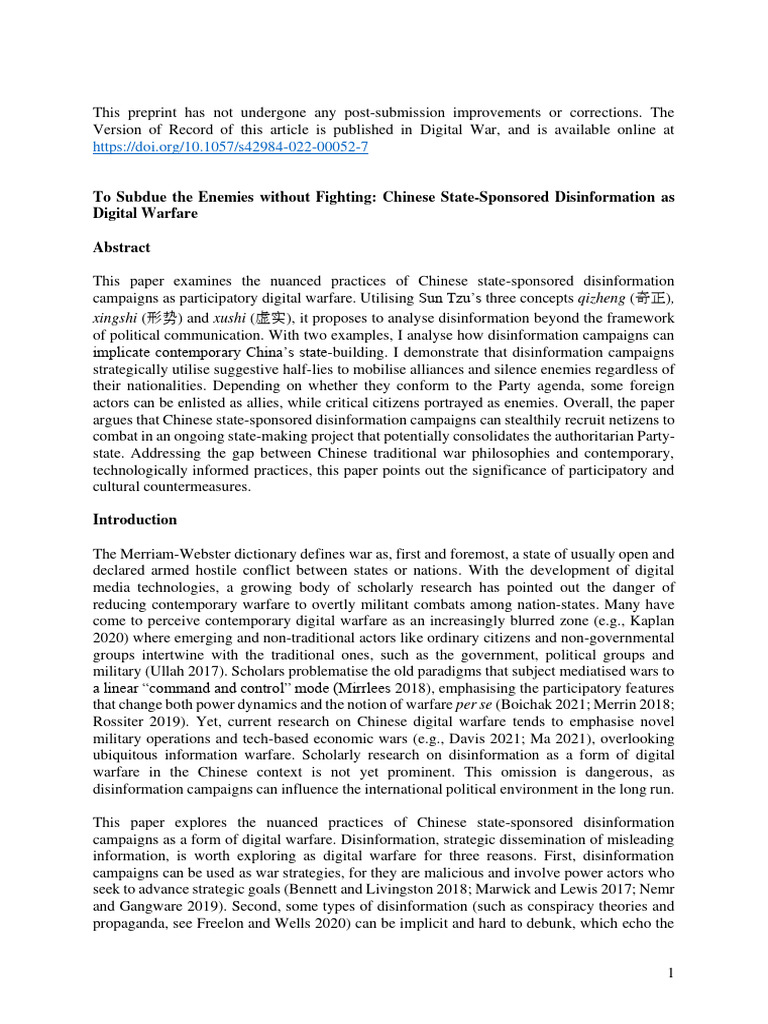 To Subdue The Enemies Without Fighting C | PDF