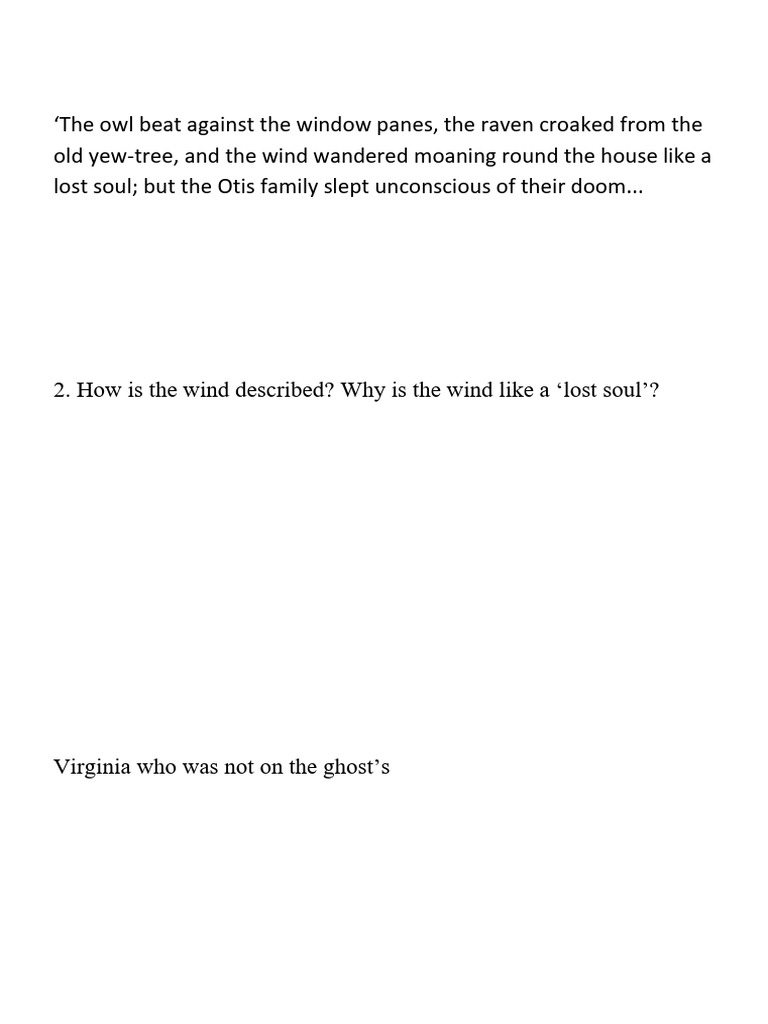 WORKSHEET - The Canterville Ghost | PDF | Ghosts