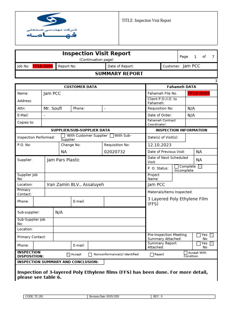 TP18-0004-HI0117, IVR (2023.10.12) FFS-On | PDF | Materials | Building Engineering