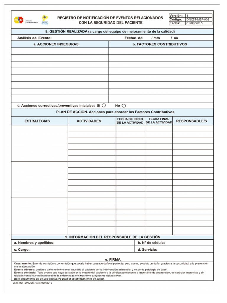 16.- Registro de Notificacion de Eventos Adverso Con La Seguridad Del Paciente | PDF