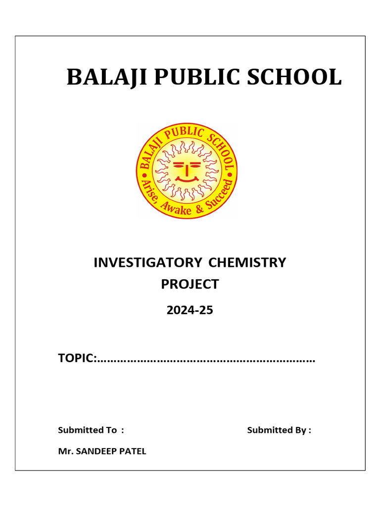 INVESTIGATORY PROJECT FILE FORMAT CHEISTRY | PDF
