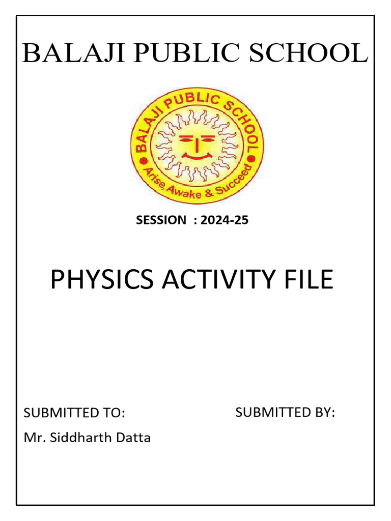 Physics Avtivity File Front Page Class 12 | PDF