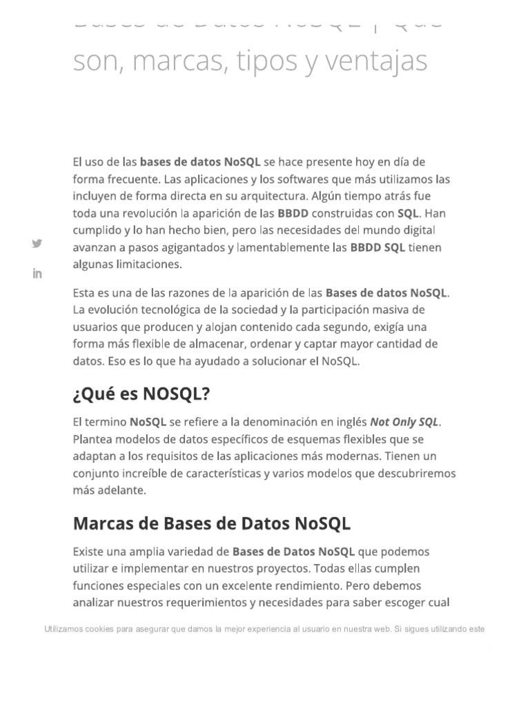 Bases de Datos NoSQL _ Qué son, marcas, tipos y ventajas | PDF