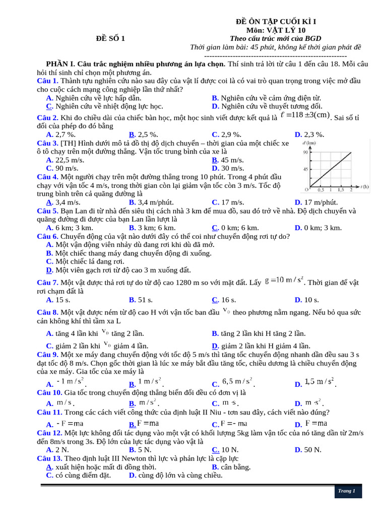 MÔN VẬT LÝ-KHỐI 10-HK1-KNTT - Phuc Nguyen | PDF