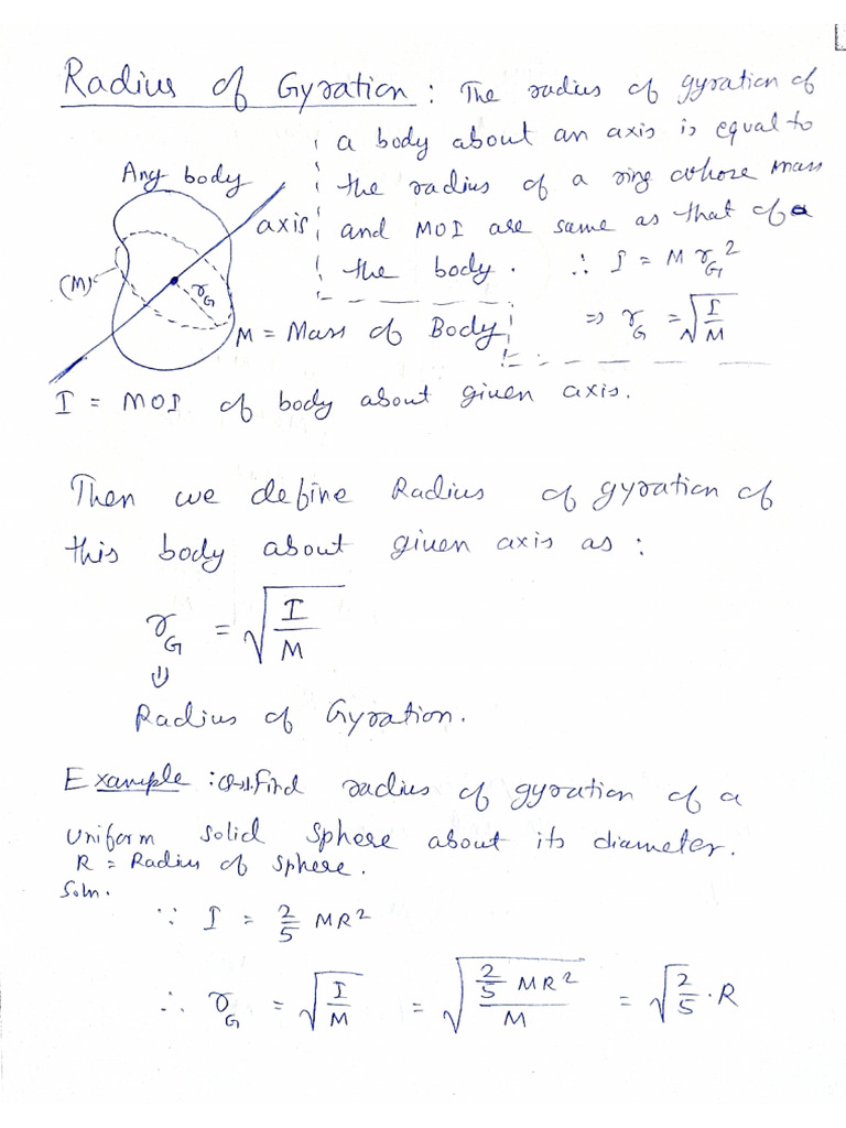 Radius of Gyration (MOI) | PDF