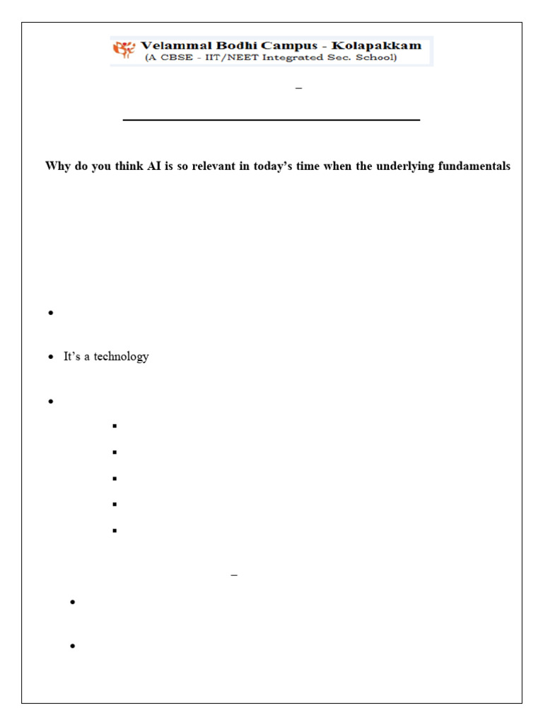 Chapter 1 Introduction to Artificial Intelligence Notes | PDF