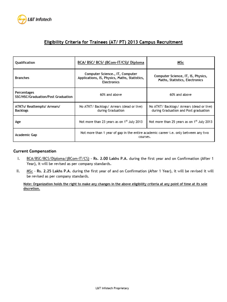 Revised - BSC - EligibilityCriteria AT-PT-2013 | PDF
