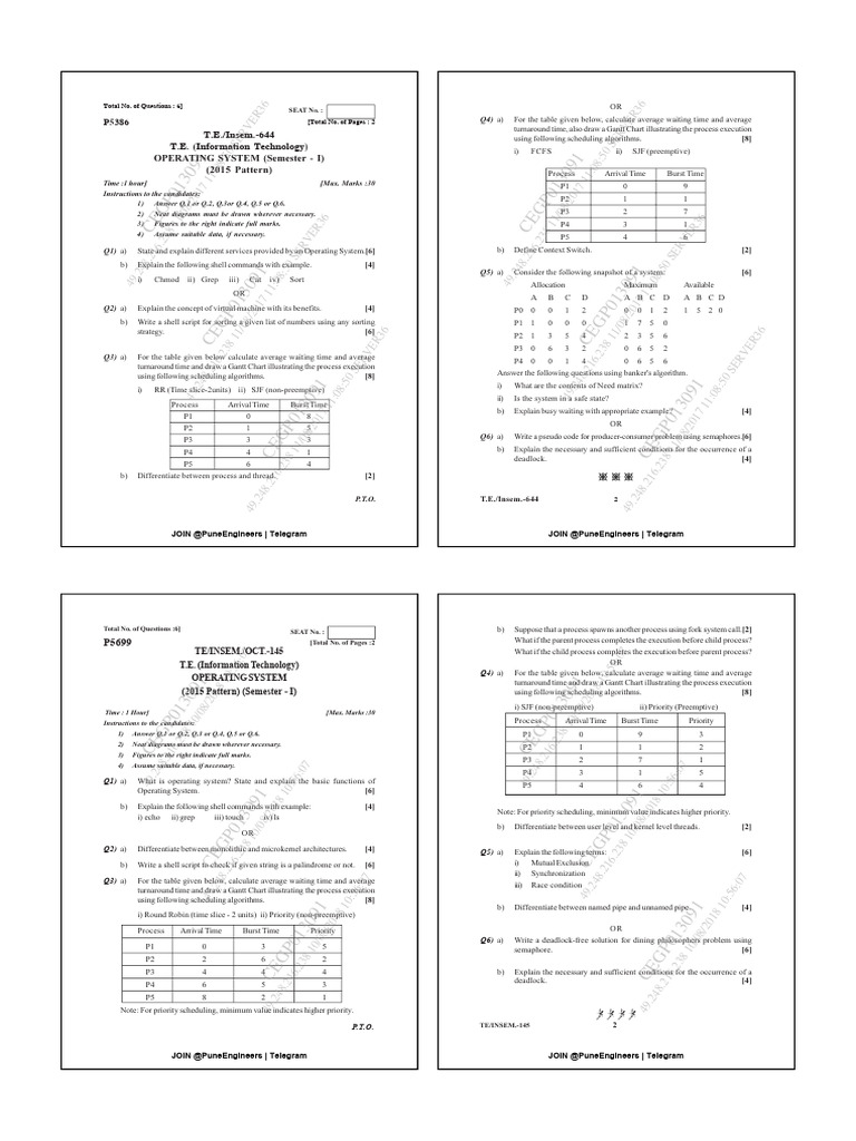 OS_PYQ | PDF | Software Engineering | Computer Programming