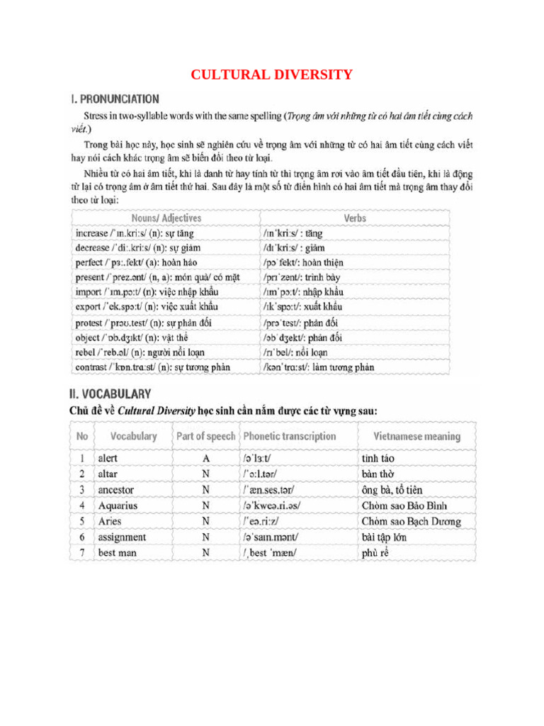 CULTURAL DIVERSITY | PDF