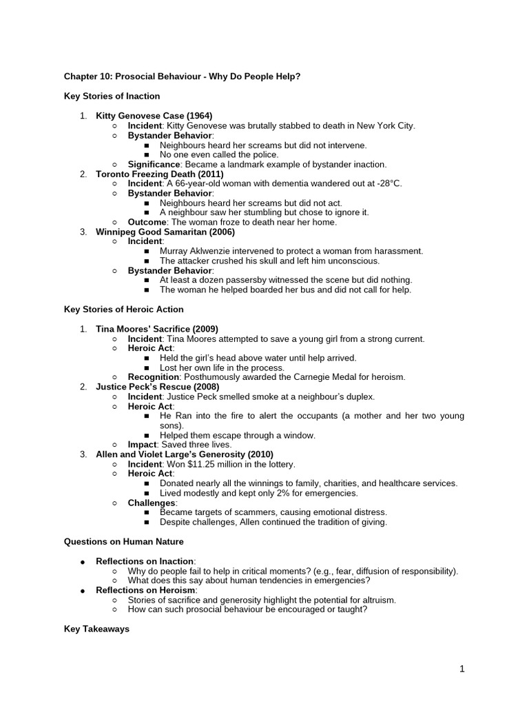 Chapter 10 - Prosocial Behaviour - Why Do People Help | PDF | Altruism ...
