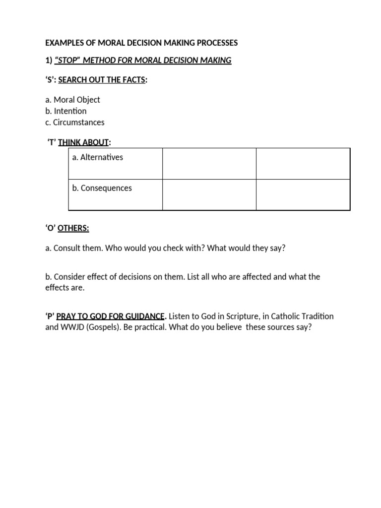 Moral Decision Making Examples | PDF | Decision Making | God