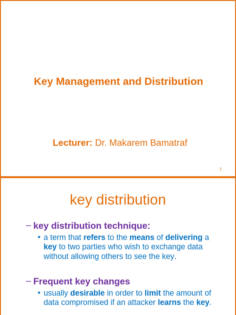 L1 - Key Management and Distribution | PDF | Public Key Cryptography ...