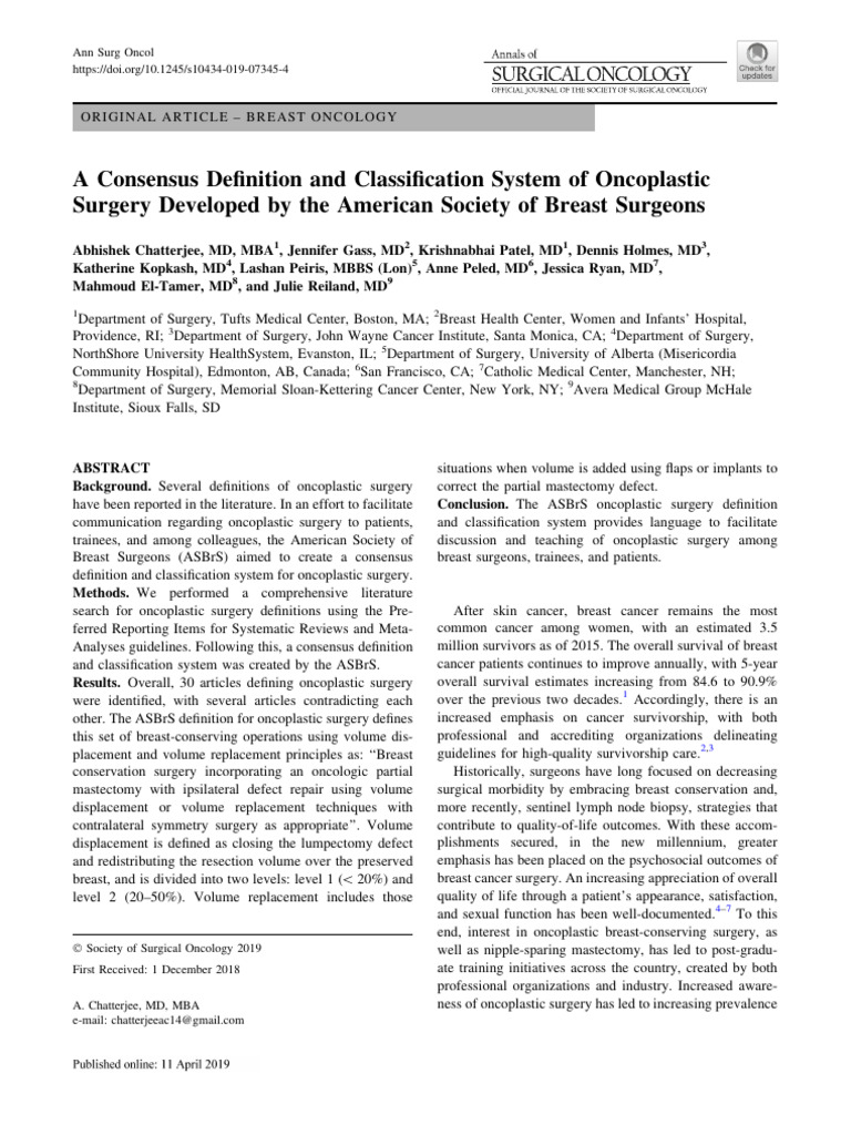 A Consensus Definition and Classification System of Oncoplastic | PDF | Mastectomy | Surgery