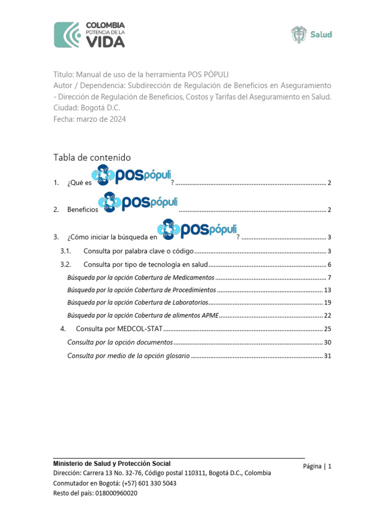 Manual de Uso de POS PÓPULI en Salud | PDF | Bogotá | Colombia