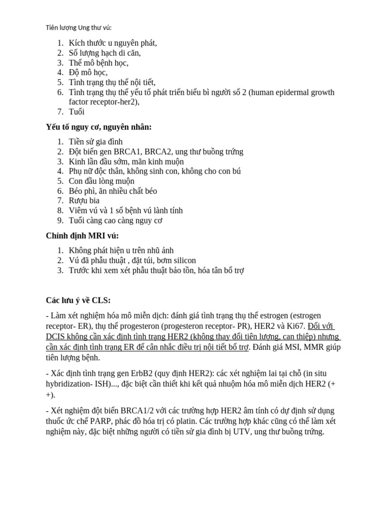 Tóm tắt Ung thư vú | PDF