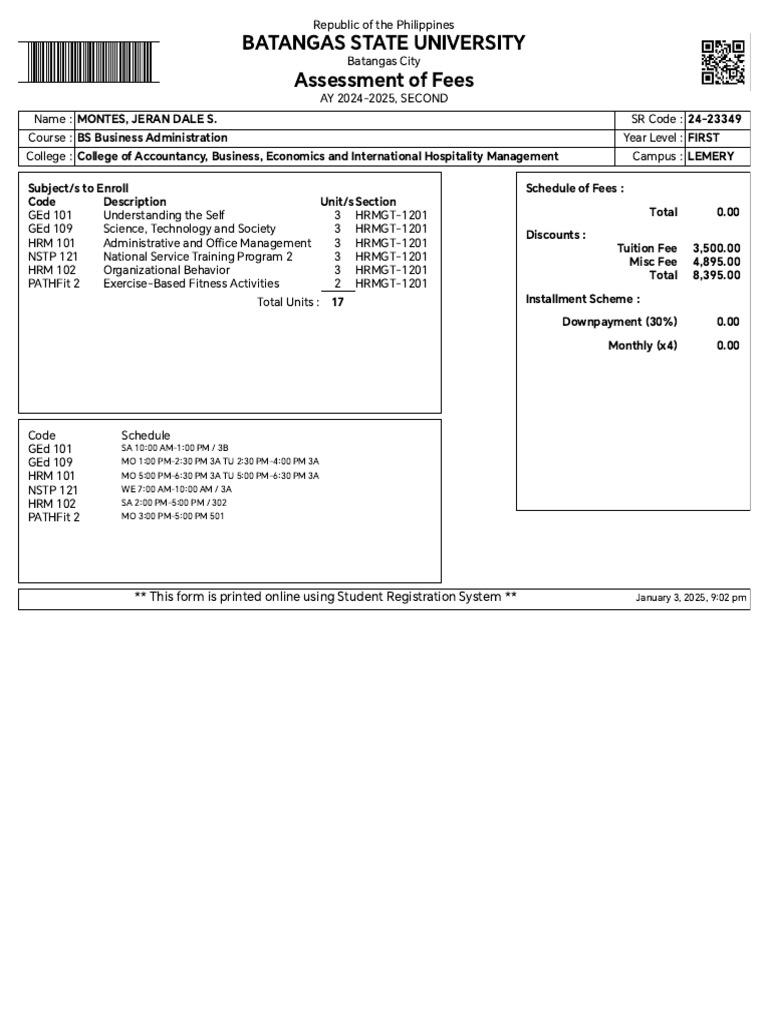 Jeran Assessments Bsu 2nd Sem | PDF