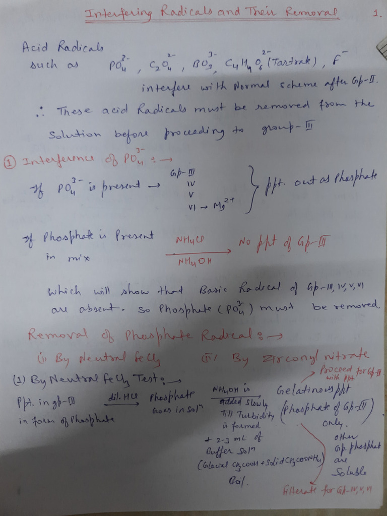 Interfering Acidic Radicals With Basic Radicals and Their Removal | PDF