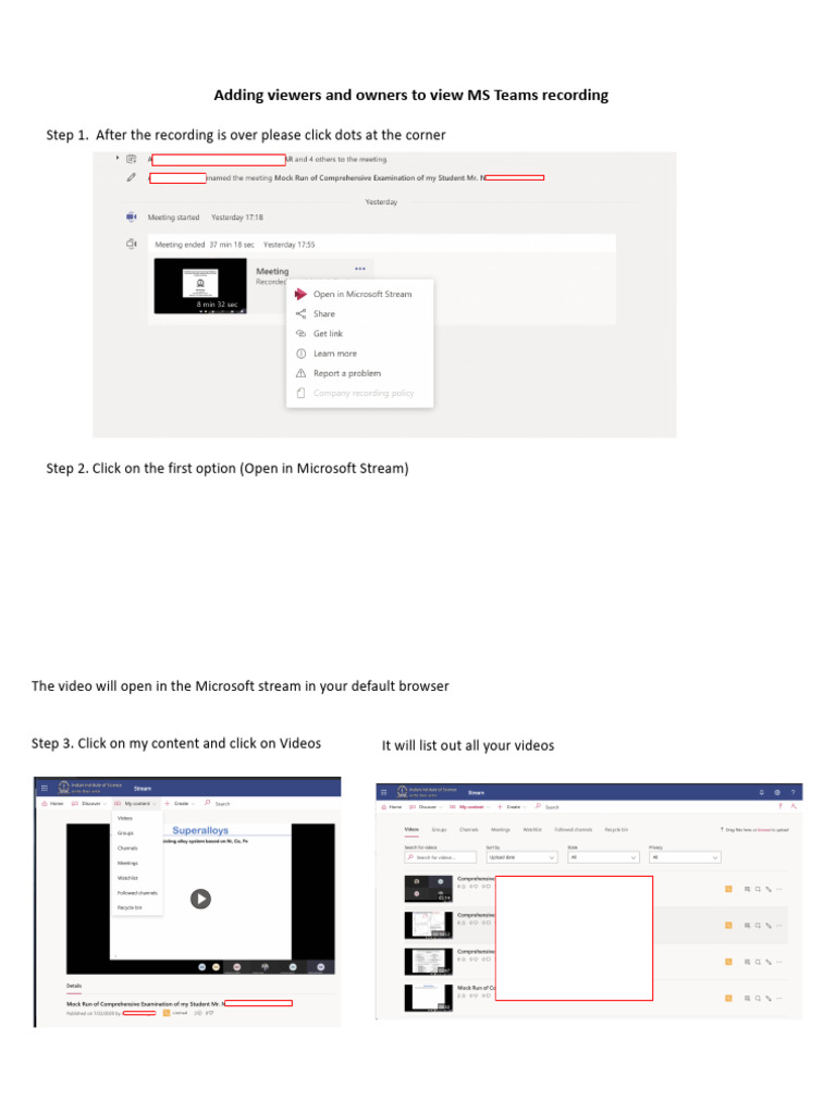 Sharing MS Teams Video Permissions | PDF