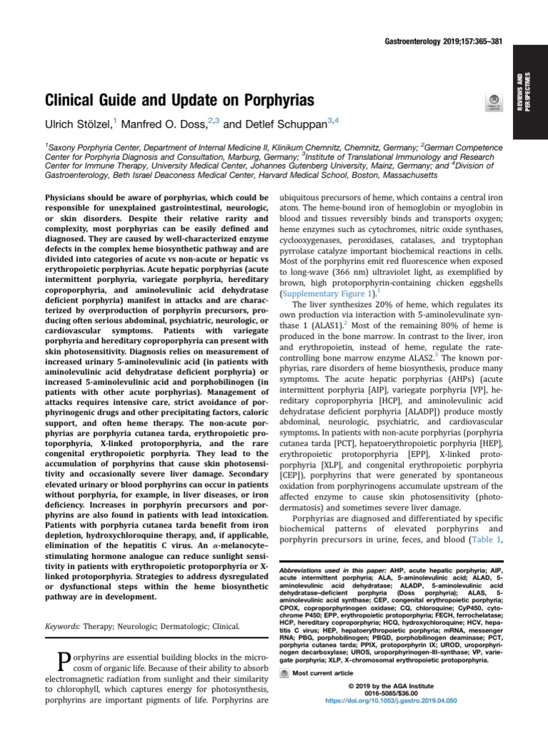 Porphyrias: Clinical Guide and Update | PDF | Diseases And Disorders ...
