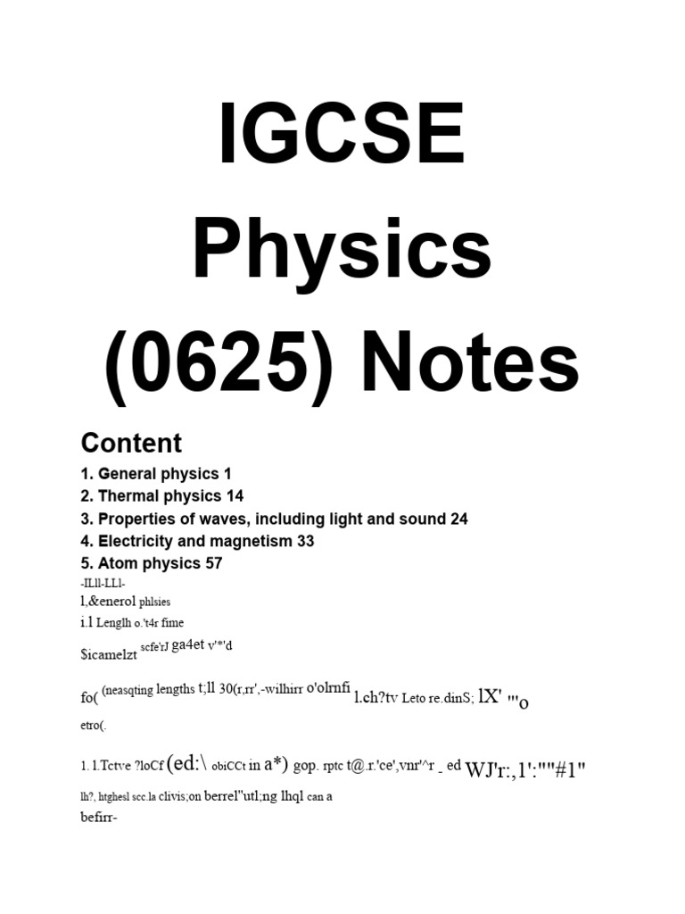 IGCSE Physics (0625) Notes | PDF | Chemistry | Physical Sciences