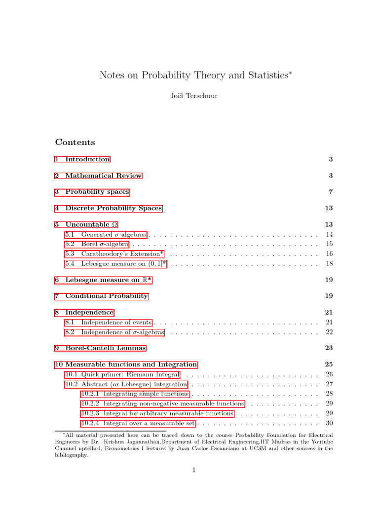 Notes On Probability Theory and Statistics - Joel Terschuur | PDF | Set ...