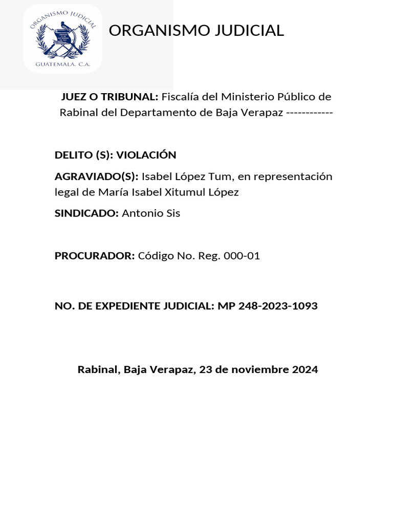 Formato Folder Organismo Judicial | PDF