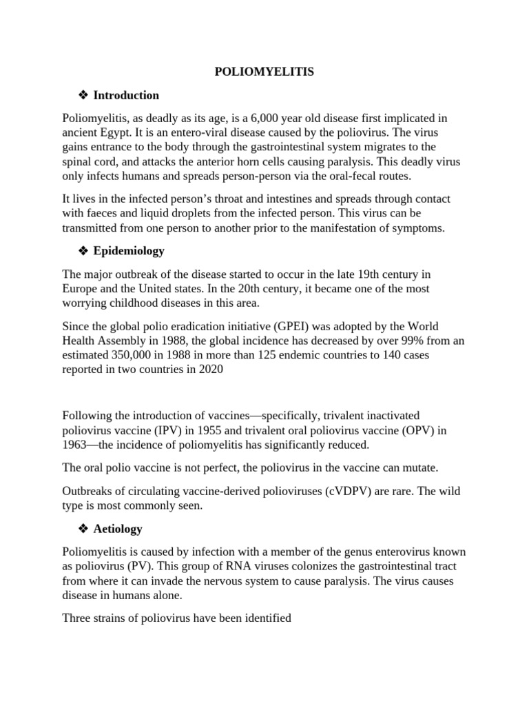 Poliomyelitis Presentation | PDF | Medical Specialties | Clinical Medicine