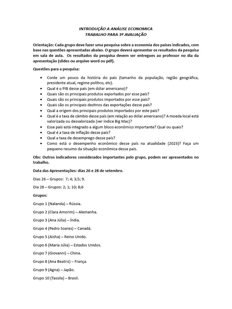 Trabalho Final Da Disciplina | PDF