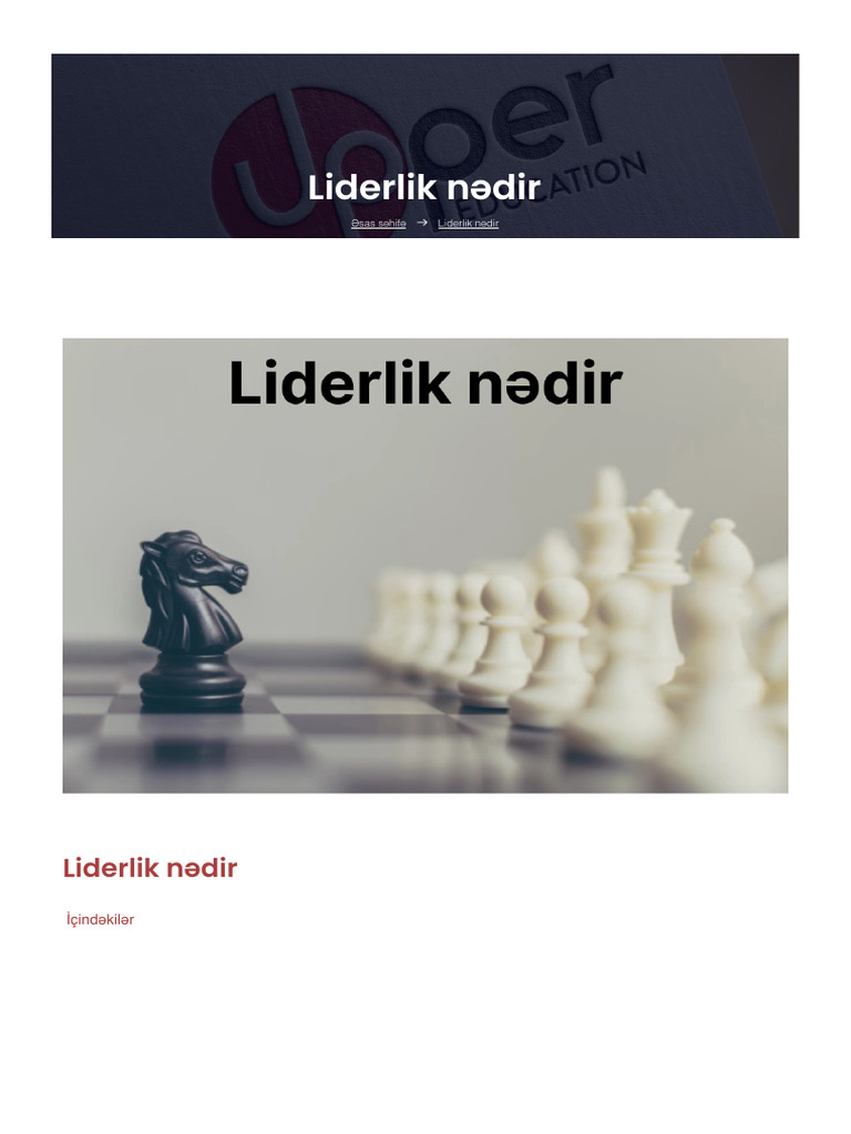 Liderlik Nədir Yaxsi Lider Nece Olmalidir Liderlik Bacarıqları | PDF