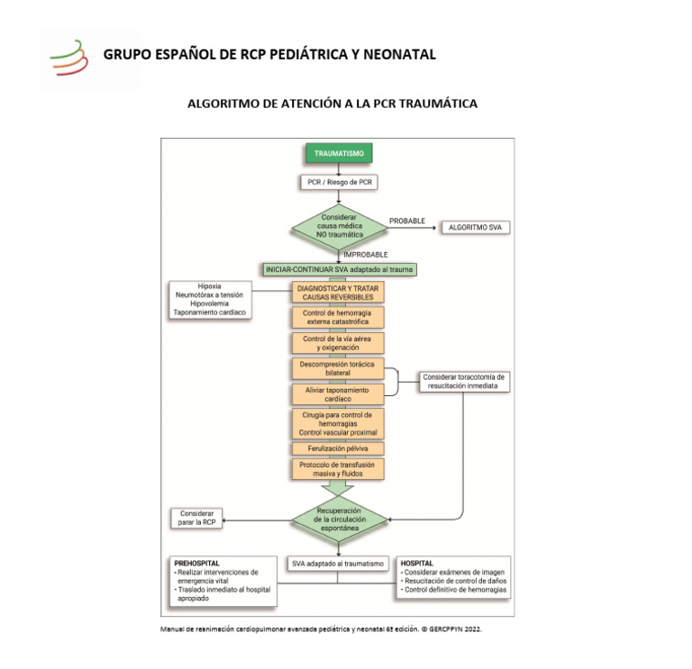 Algoritmo de Atencion A La PCR Traumatica | PDF