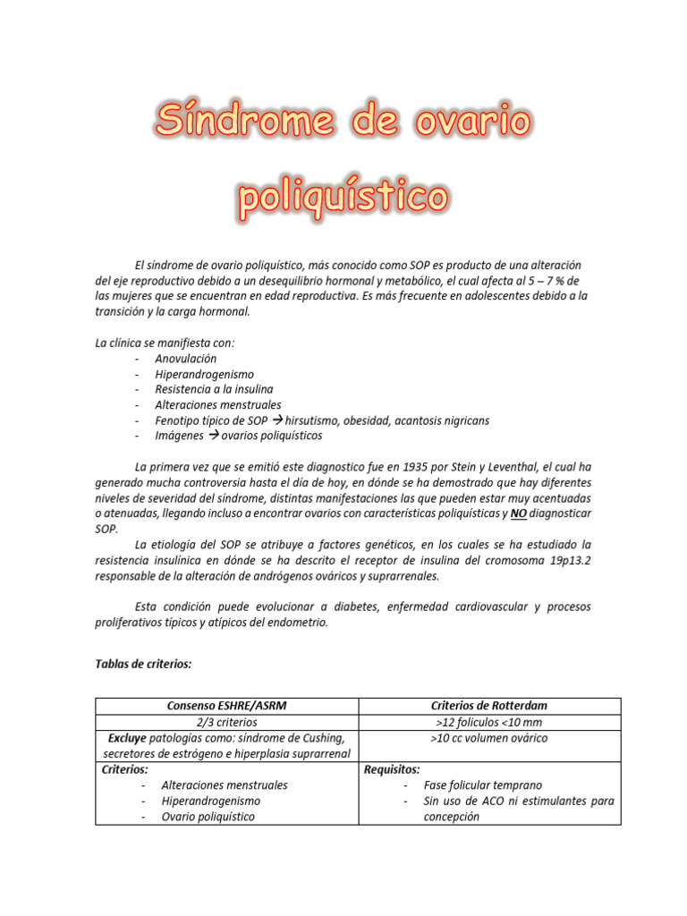 Síndrome de Ovario Poliquístico SOP | PDF | Sindrome de Ovario ...