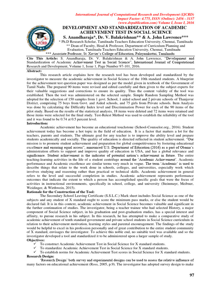 Development_And_Standardization_Of_Acade | PDF | Science