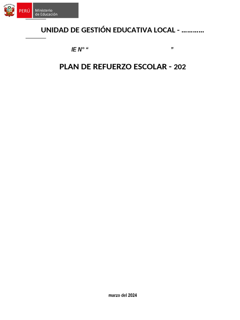 Plan de Refuerzo Escolar 2024 | PDF | Evaluación | Educación primaria