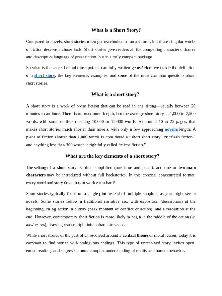 Short Story Complete Over View | PDF | Short Stories