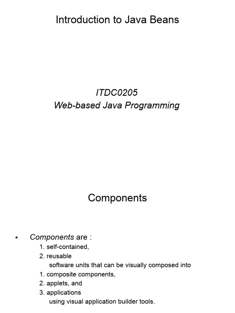 12_ComponentsAndBeans | PDF | Java (Programming Language) | Software Engineering
