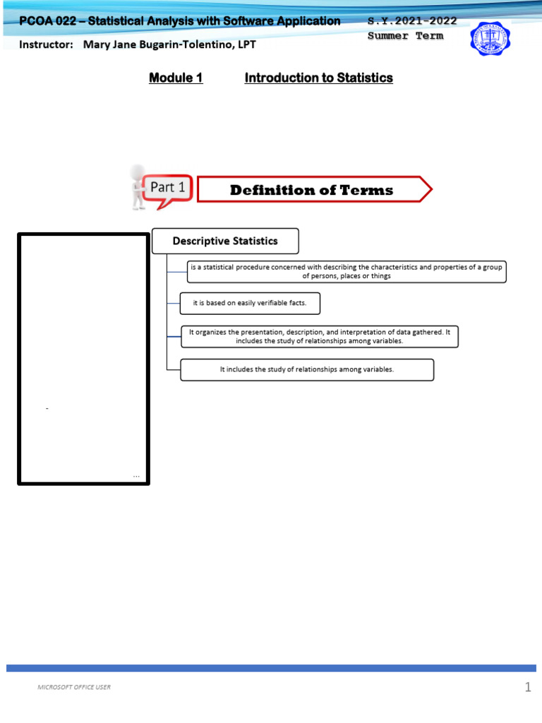 MODULE-1 Introduction To Statistics | PDF | Sampling (Statistics ...
