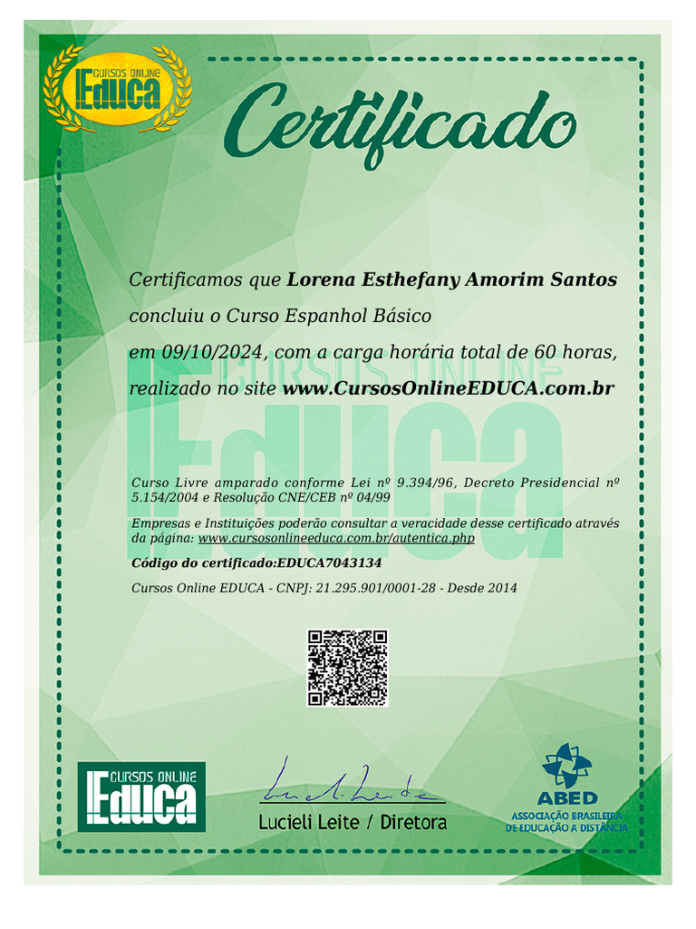 Certificado de Espanhol | PDF
